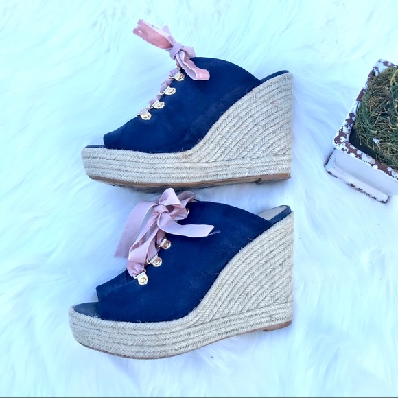 clee | Shoes | Clee Open Toe Espadrille Mule Lace Up Wedges Sz 7 | Poshmark